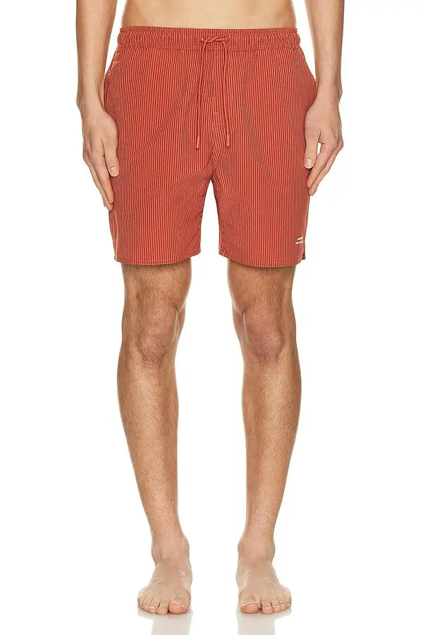 Saturdays Nyc Timothy Seersucker Swim Short In Red