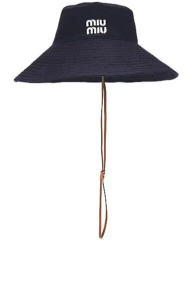 Miu Miu Wide Brim Sun Hat - Blu & Bianco