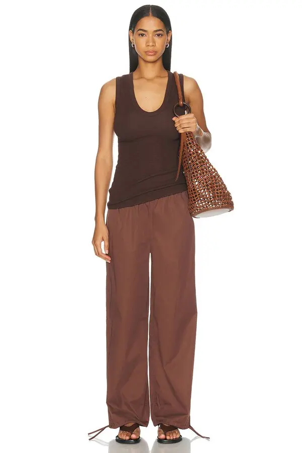 Enza Costa Textured Rib Sleeveless Tank Top - Chocolate