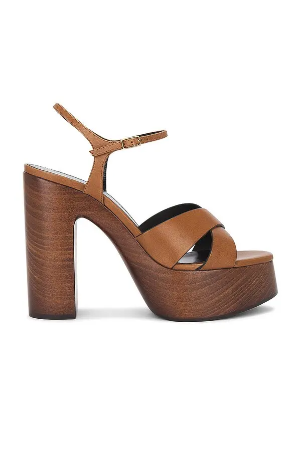 Saint Laurent Bianca Platform Sandal In Brown