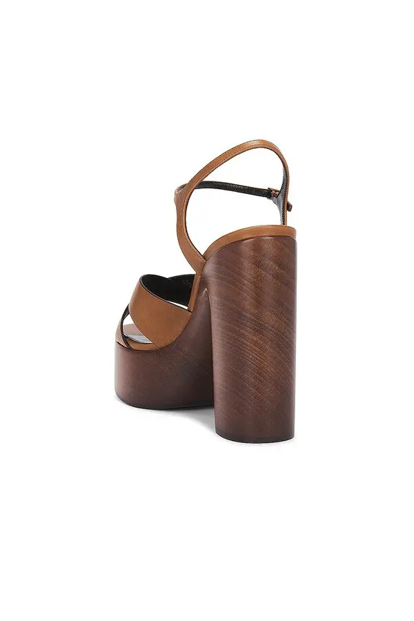 Saint Laurent Bianca Platform Sandal In Brown