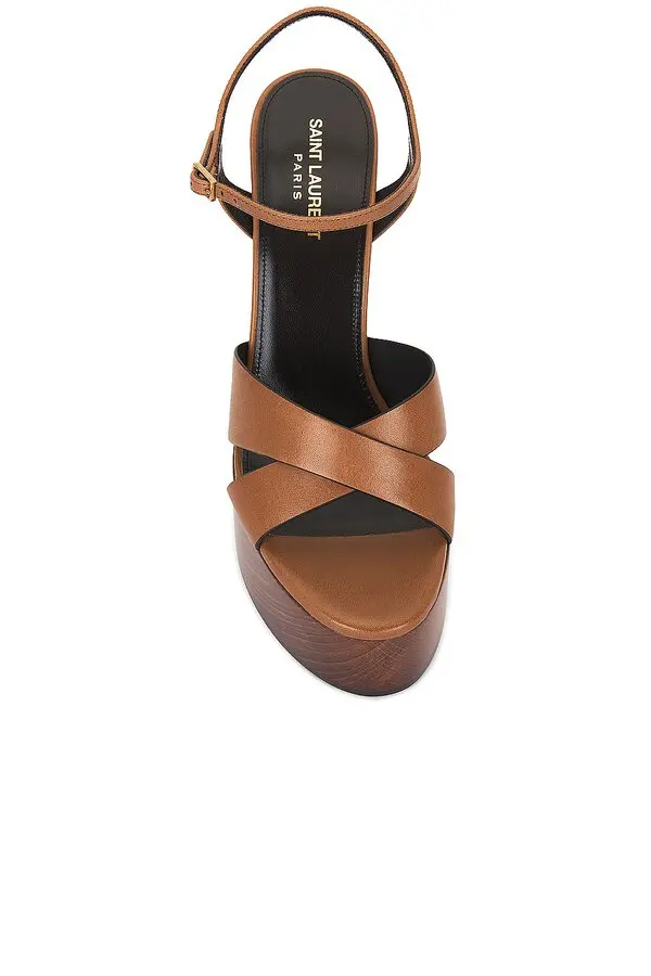 Saint Laurent Bianca Platform Sandal In Brown