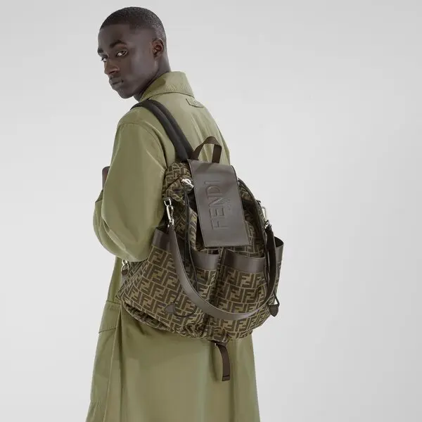Fendi Jacquard Backpack With Ff Motif - Multicolour