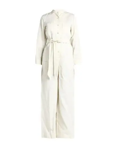 Max Mara Cotton-linen Jumpsuit With Sash - White