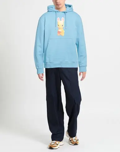 Sandro Light Cotton-blend Printed Hoodie - Blue