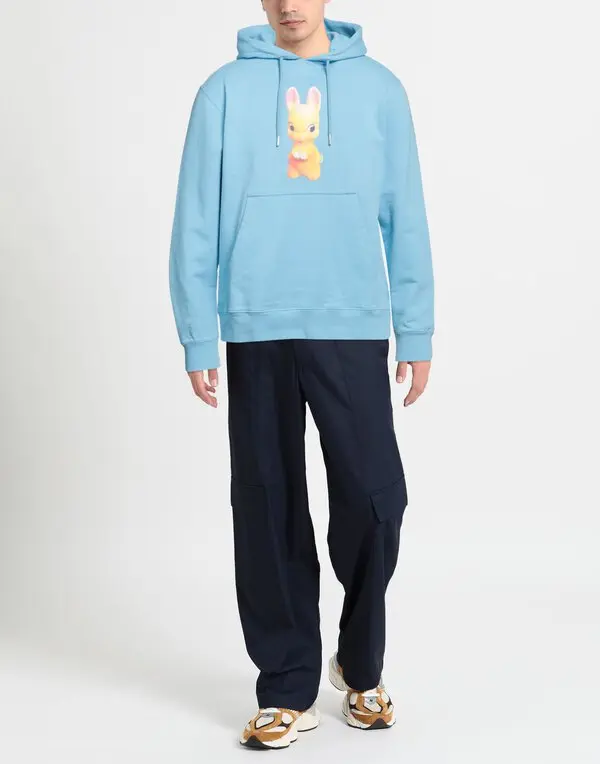 Sandro Light Cotton-blend Printed Hoodie - Blue
