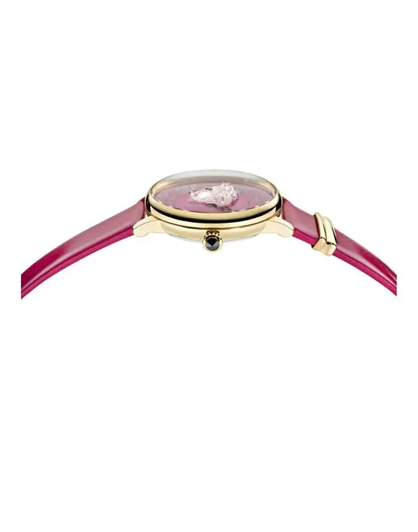 Versace Medusa Alchemy Quartz Leather watch with a pink leather strap, Gold Tone Versace Medusa Alchemy Ladies Pink Watch VE6F00323 from  main image 3