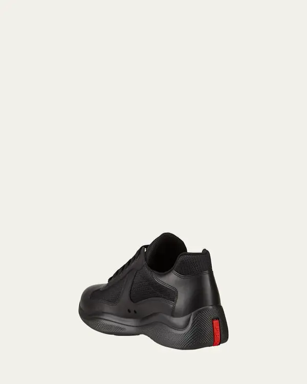 Prada Americas Cup Leather Sneakers - Black