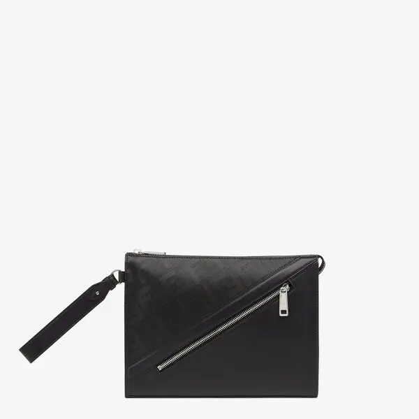 Fendi Shadow Diagonal Clutch - Black