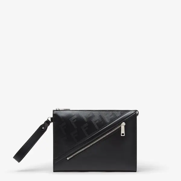 Fendi Shadow Diagonal Clutch - Black