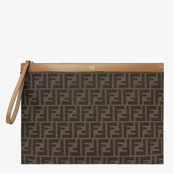 Fendi Large Flat Ff Pouch - Brown