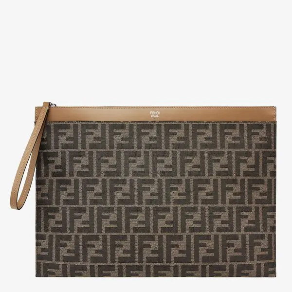 Fendi Large Flat Ff Pouch - Brown