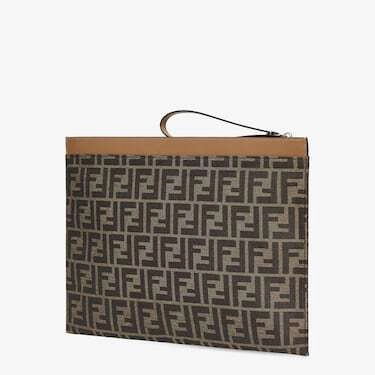 Fendi Large Flat Ff Pouch - Brown