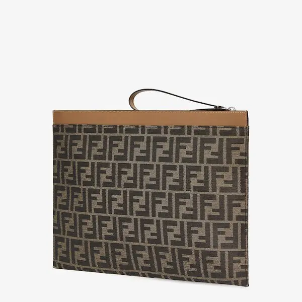 Fendi Large Flat Ff Pouch - Brown