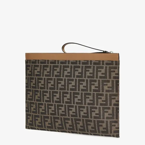 Fendi Large Flat Ff Pouch - Brown