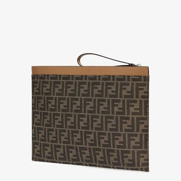 Fendi Large Flat Ff Pouch - Brown