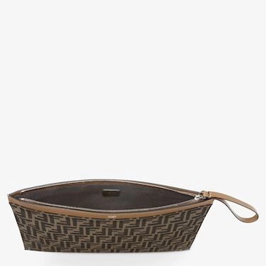 Fendi Large Flat Ff Pouch - Brown