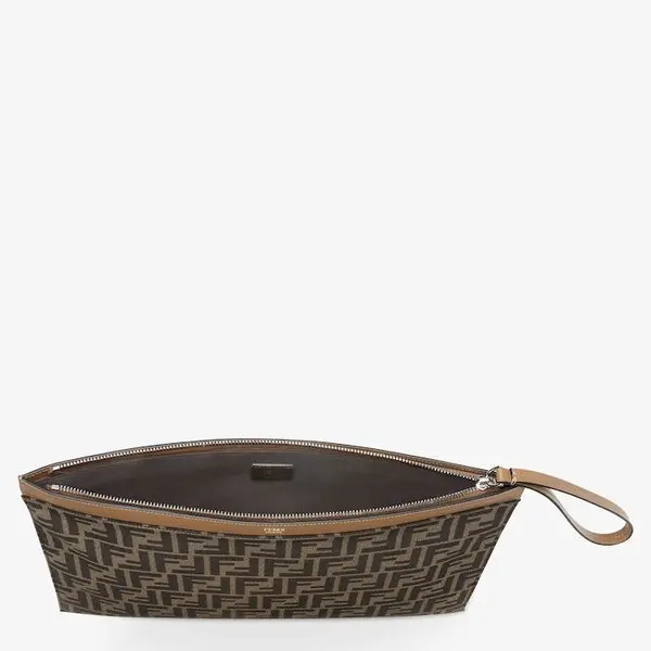 Fendi Large Flat Ff Pouch - Brown