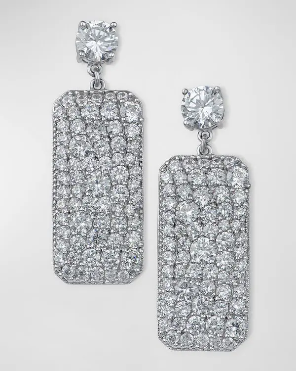 KENNETH JAY LANE Rectangular Drop Earrings - Clear/silver