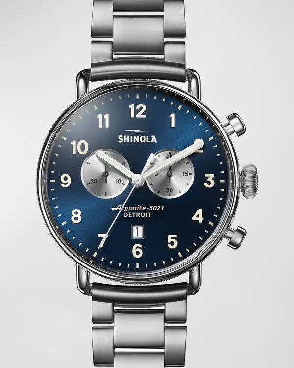 Shinola Canfield Chrono 43mm Bracelet Watch - Midnight Blue
