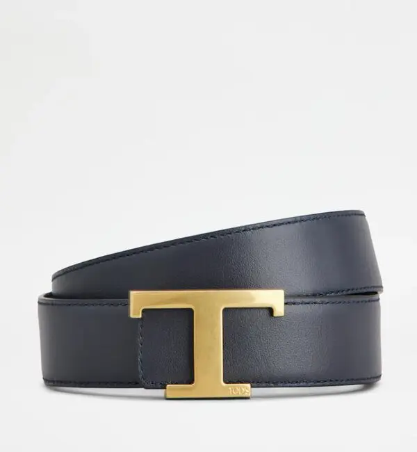TOD'S Reversible Leather Belt - Nero/blu