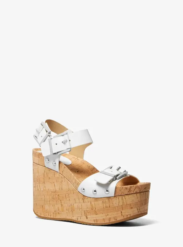 Michael Kors Colby Leather Wedge Sandal In Size By