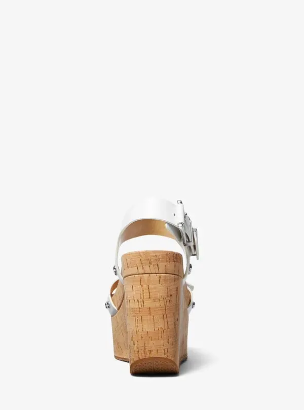 Michael Kors Colby Leather Wedge Sandal In Size By