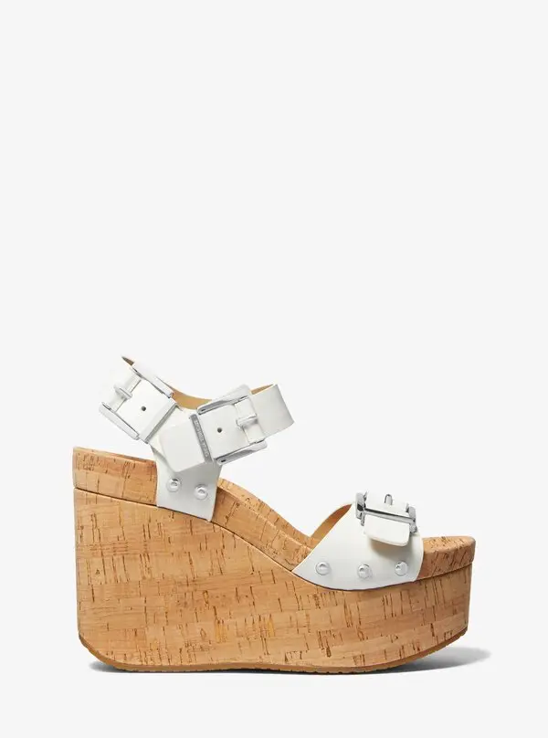 Michael Kors Colby Leather Wedge Sandal In Size By
