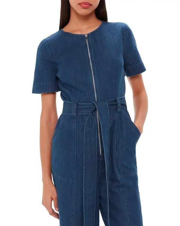 Whistles Short Sleeve Jumpsuit - Denim