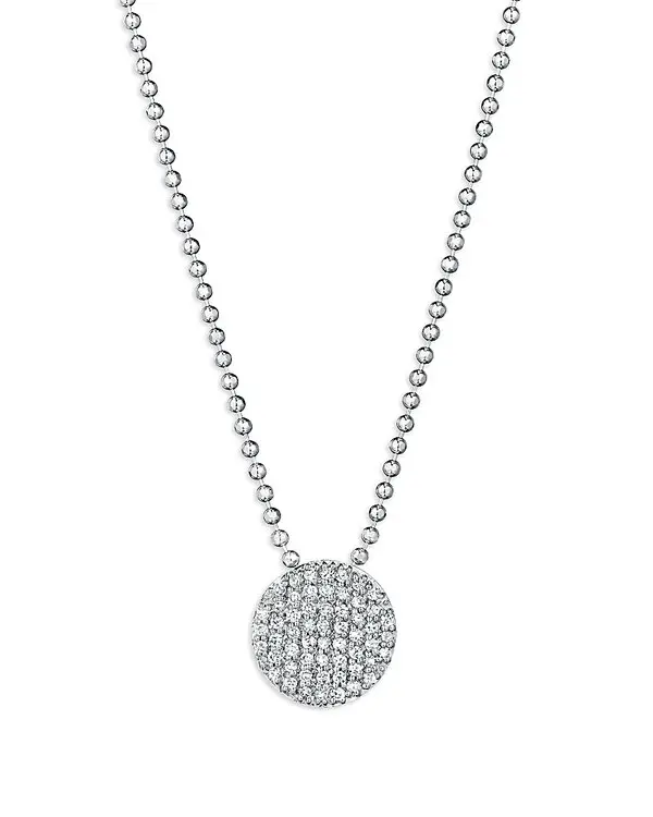 Phillips House 14k Gold Diamond Pave Mini Disc Pendant Necklace - White