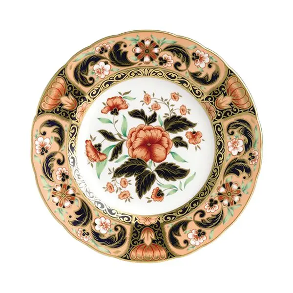 ROYAL CROWN DERBY Imari Accent Plate Pink Camellias - Multi