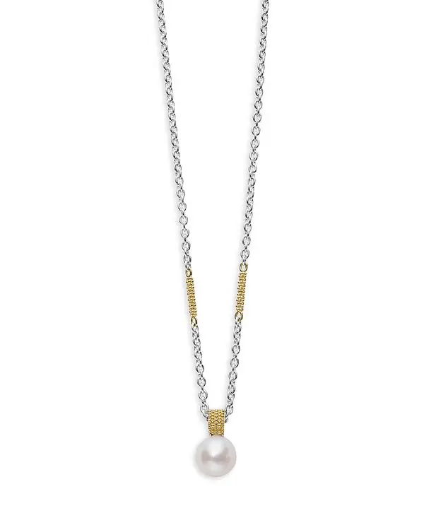 Lagos 18k Yellow Gold & Sterling Silver Pearl Pendant Necklace - White/silver