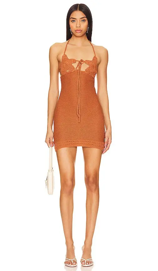 LOVERS AND FRIENDS Delphi Crochet Star Fish Dress - Rust