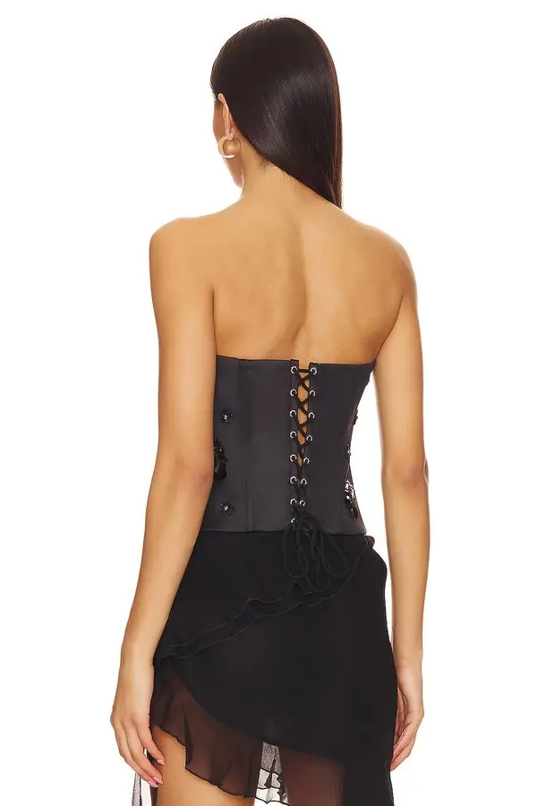 GUIZIO Embellished Satin Corset