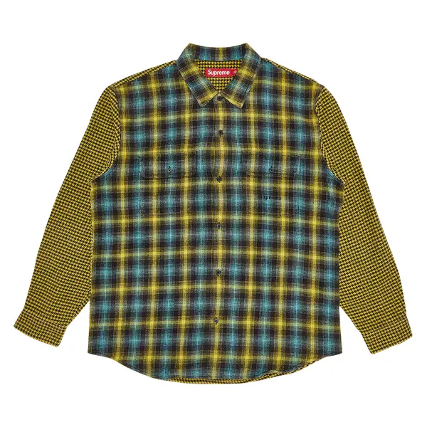 Supreme Houndstooth Plaid Flannel Shirt - Yellow