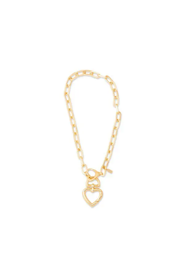 KENNETH JAY LANE Heart Pendant Chain Necklace - Gold