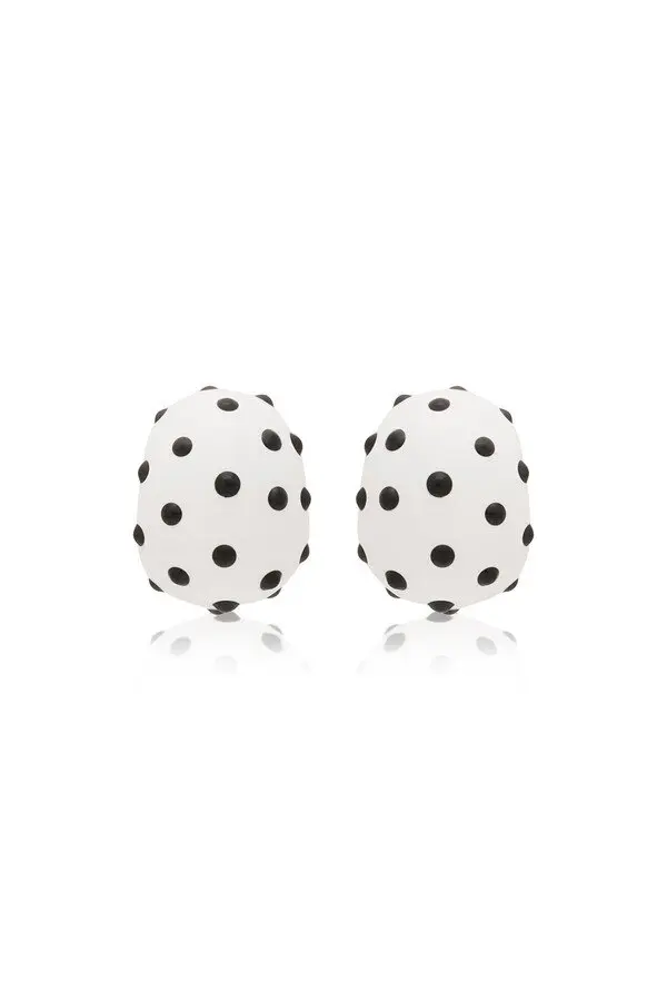 KENNETH JAY LANE Polka Dot Clip On Hoop Earrings - Black