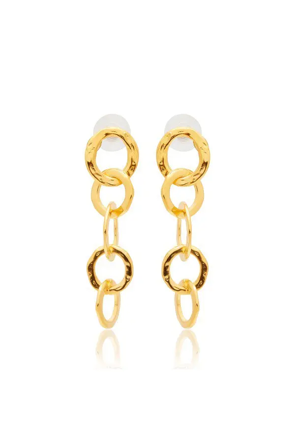 KENNETH JAY LANE Satin 5 Ring Drop Earrings - Gold