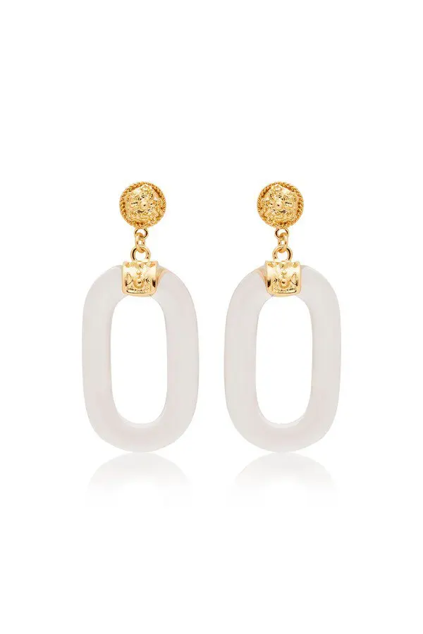 KENNETH JAY LANE Polished And Resin Drop Earrings - Gold