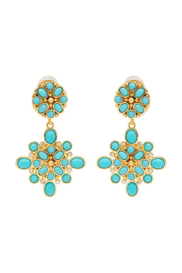 KENNETH JAY LANE Plated Turquoise Drop Clip-on Earrings - Gold