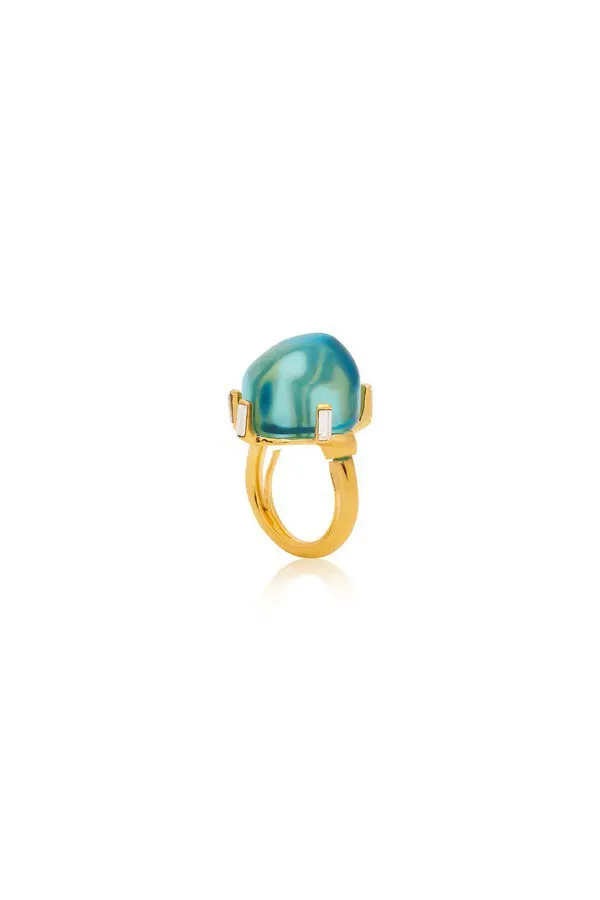 KENNETH JAY LANE Nugget Adjustable Ring - Aqua