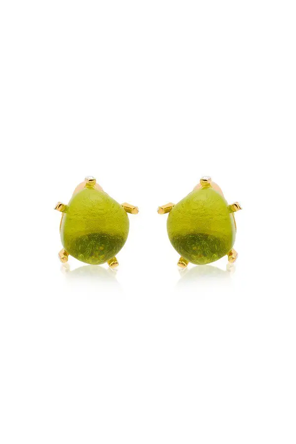 KENNETH JAY LANE Peridot Nugget Clip Earrings - Gold
