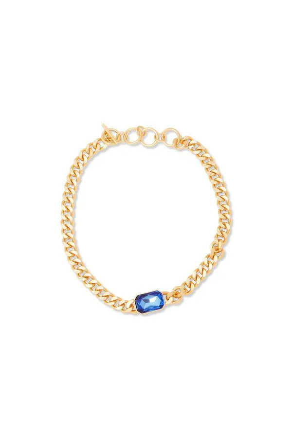 KENNETH JAY LANE Sapphire Octagon Chain Necklace - Gold
