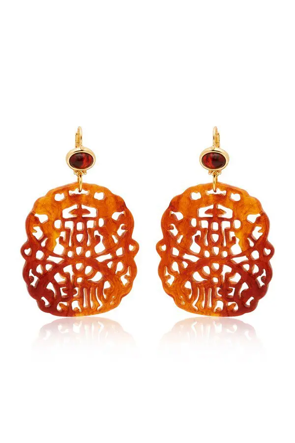 KENNETH JAY LANE Carved Tortoise Wire Earrings - Neutral