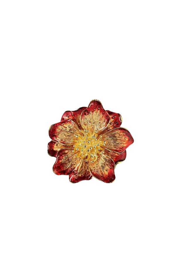 KENNETH JAY LANE Enamel Flower Pin - Red