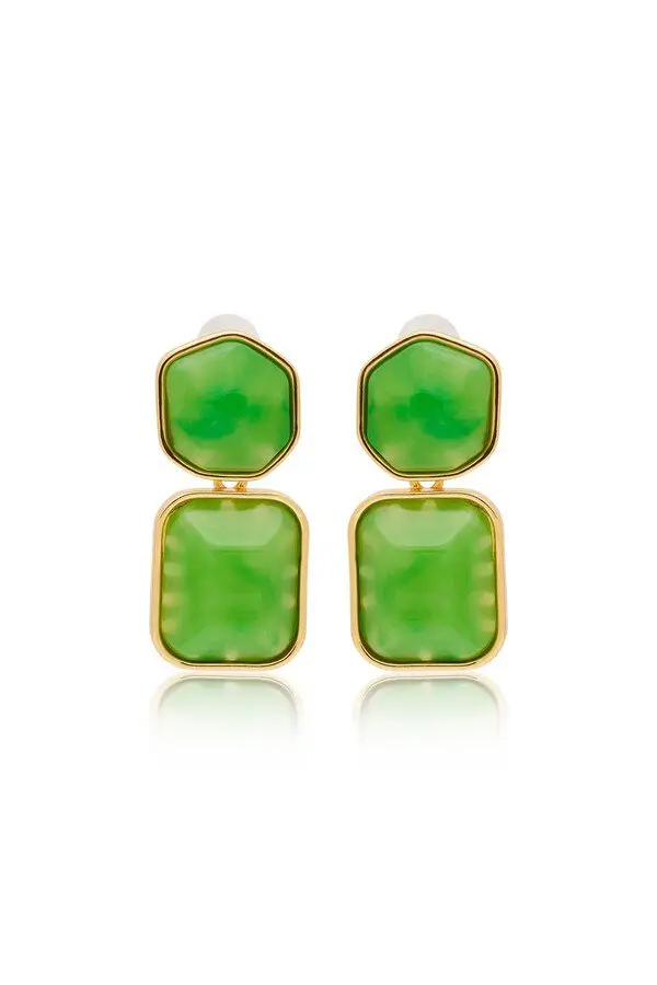 KENNETH JAY LANE Jade Stone Drop Earrings - Green