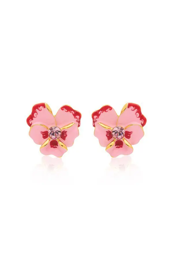 KENNETH JAY LANE Flower Clip Earrings - Pink