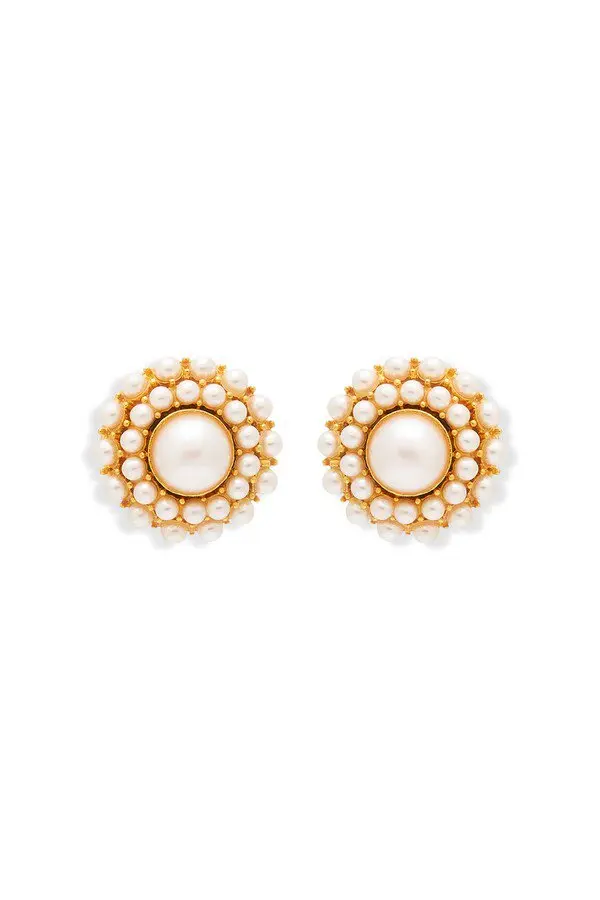 KENNETH JAY LANE Pearl Cluster Clip On Earrings - Natural