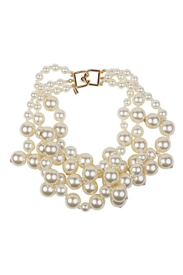 KENNETH JAY LANE Pearl Cluster Drop Necklace - Natural