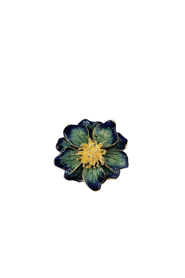 KENNETH JAY LANE Enamel Flower Pin - Blue